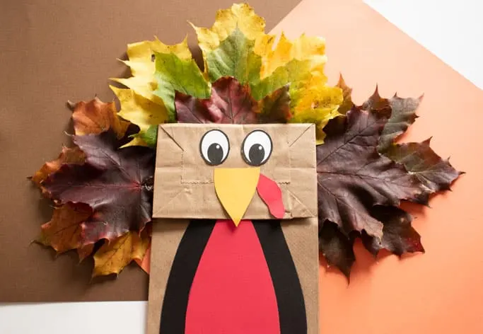 Easy Turkey Paper Bag Puppet Thanksgiving Craft