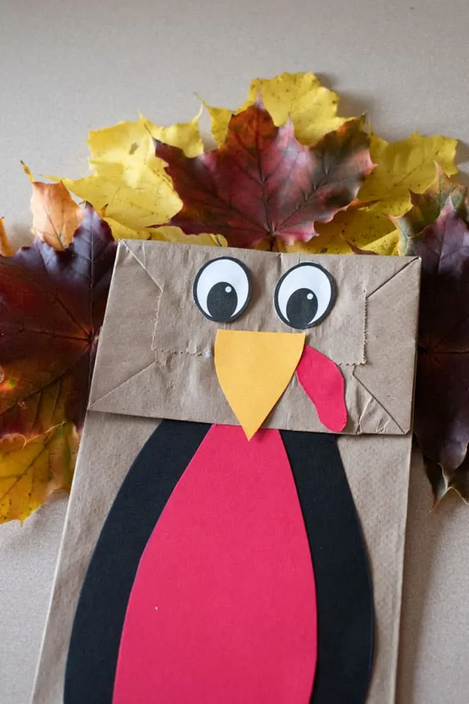 Easy Turkey Paper Bag Puppet Thanksgiving Craft