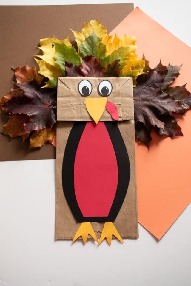 Easy Turkey Paper Bag Puppet Thanksgiving Craft
