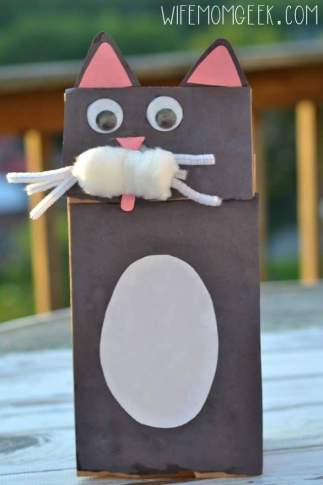 Cat Paper Bag Puppet Kid Craft