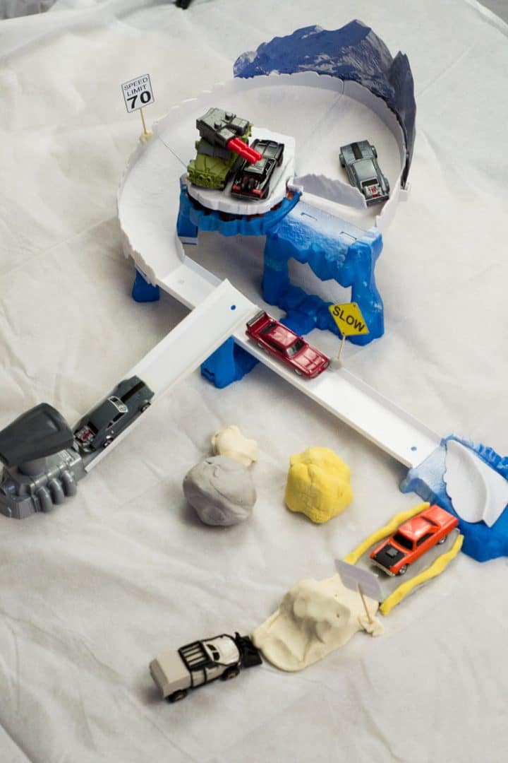 Road Themed Homemade Playdough - Glue Sticks and Gumdrops