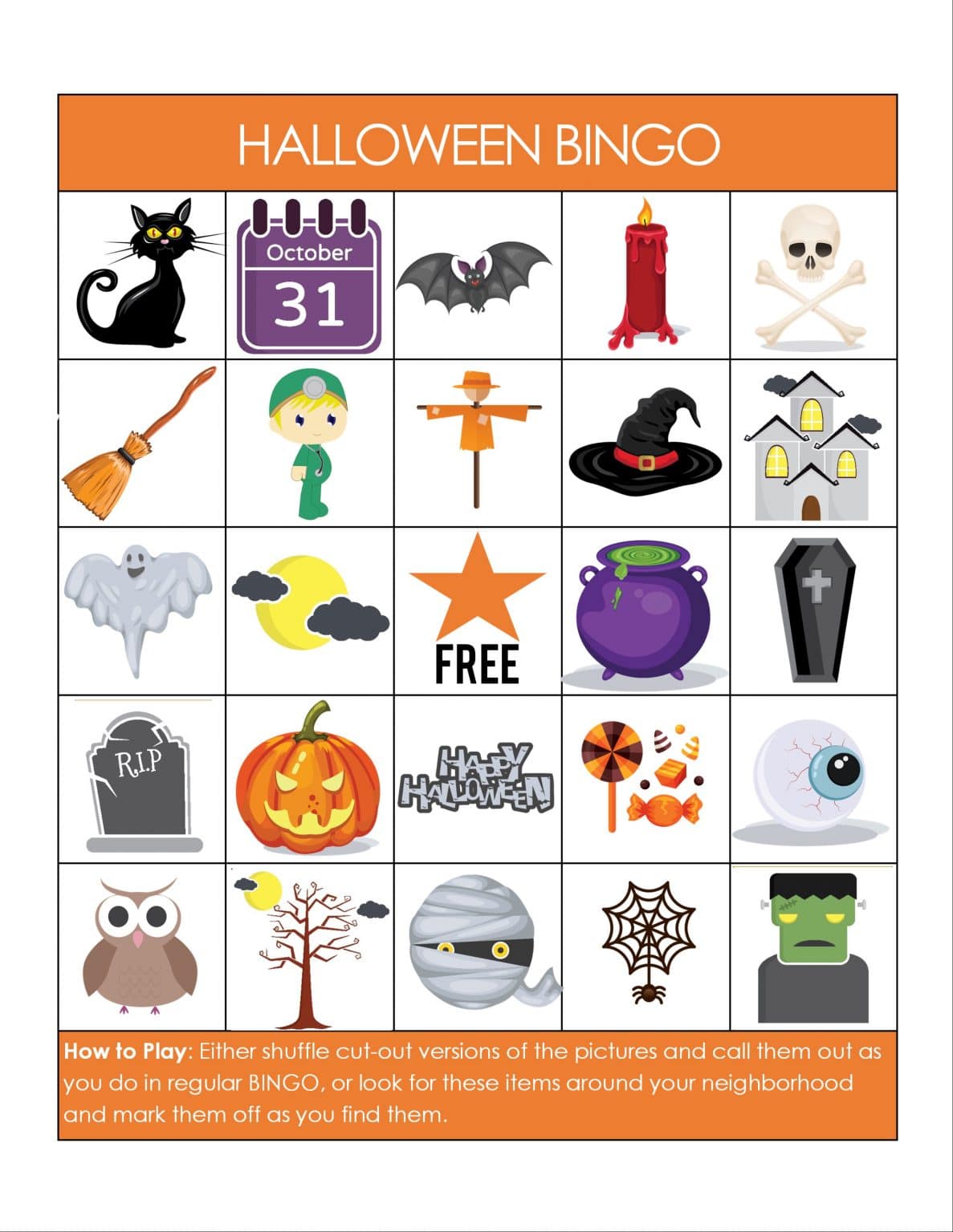 Printable Halloween Bingo Game - Glue Sticks and Gumdrops