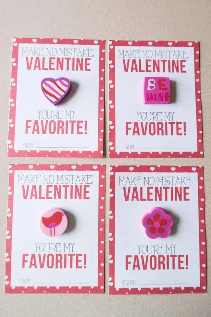 Eraser Classroom Valentines - Free Printables for Valentine's Day