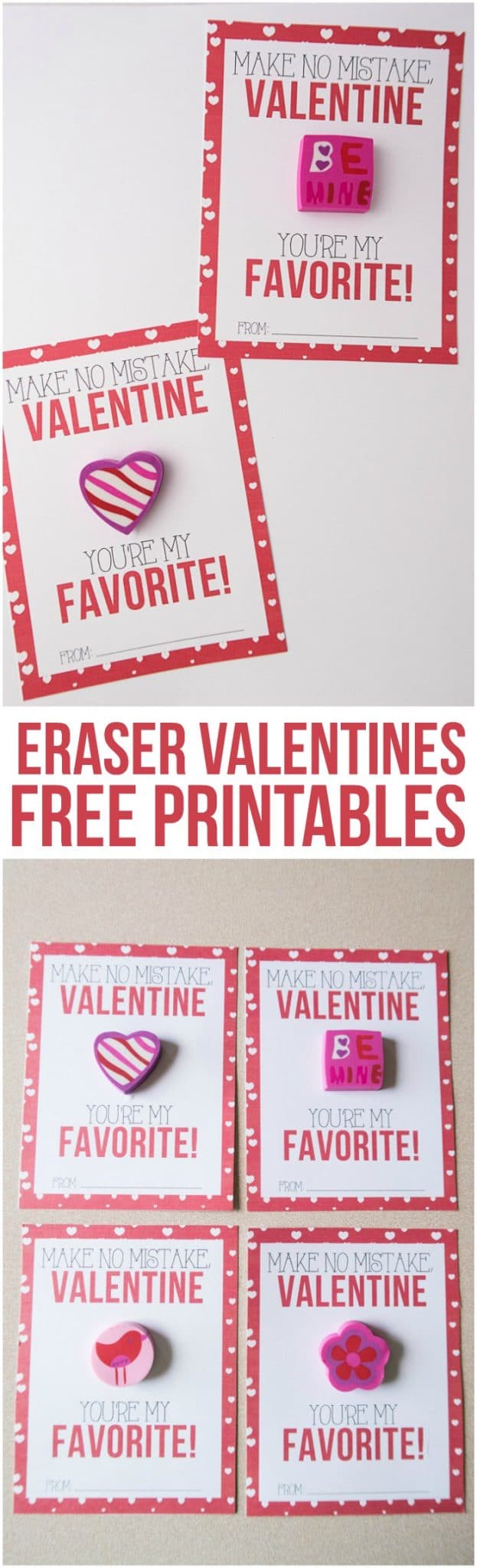 Eraser Classroom Valentines - Free Printables for Valentine's Day