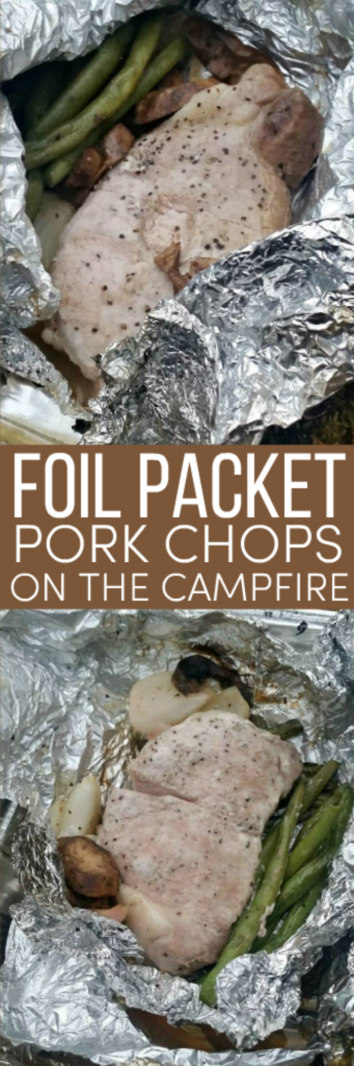 Pork Chop Foil Packets with Veggies Cooked on the Campfire