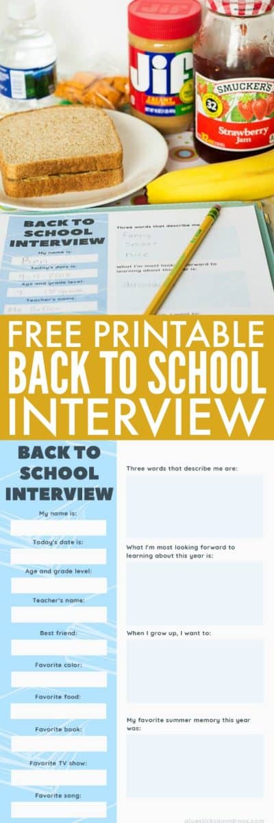 Printable First Day of School Questionnaire - Glue Sticks and Gumdrops