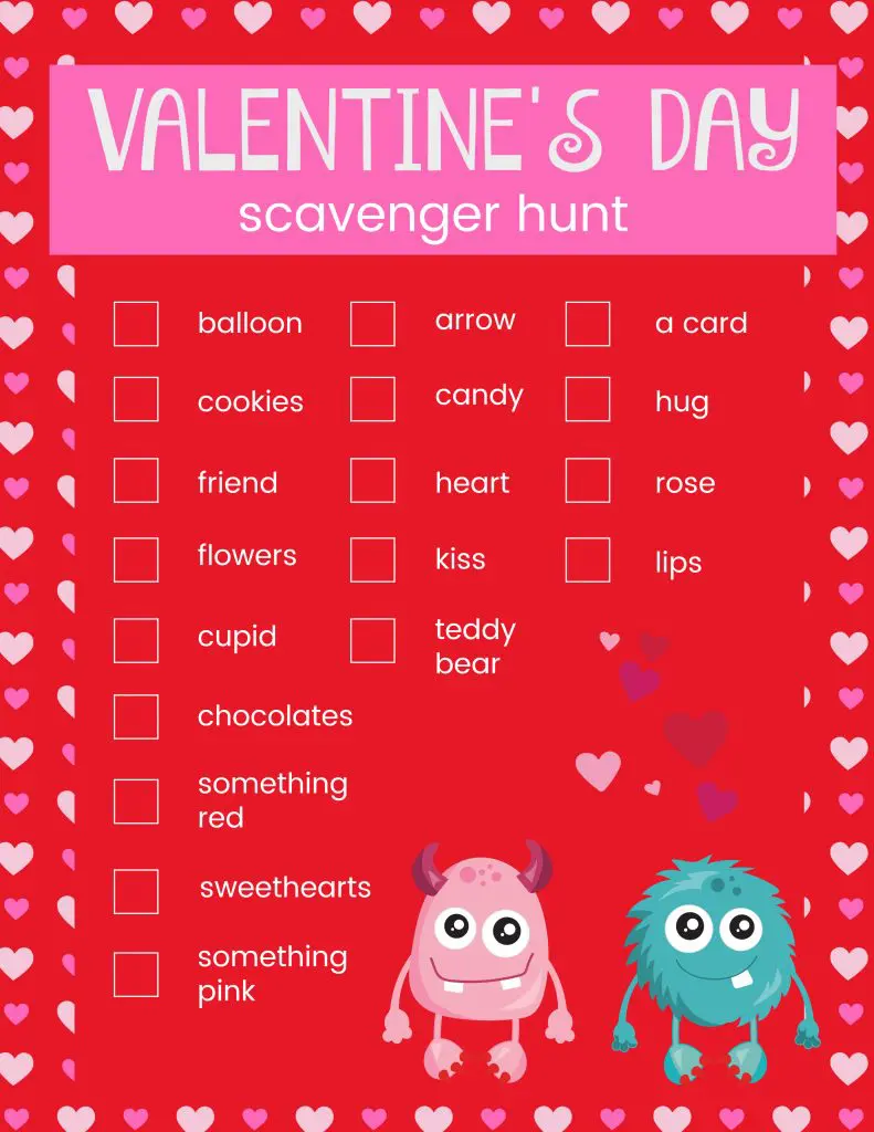 Valentine Scavenger Hunt for Kids - Glue Sticks and Gumdrops