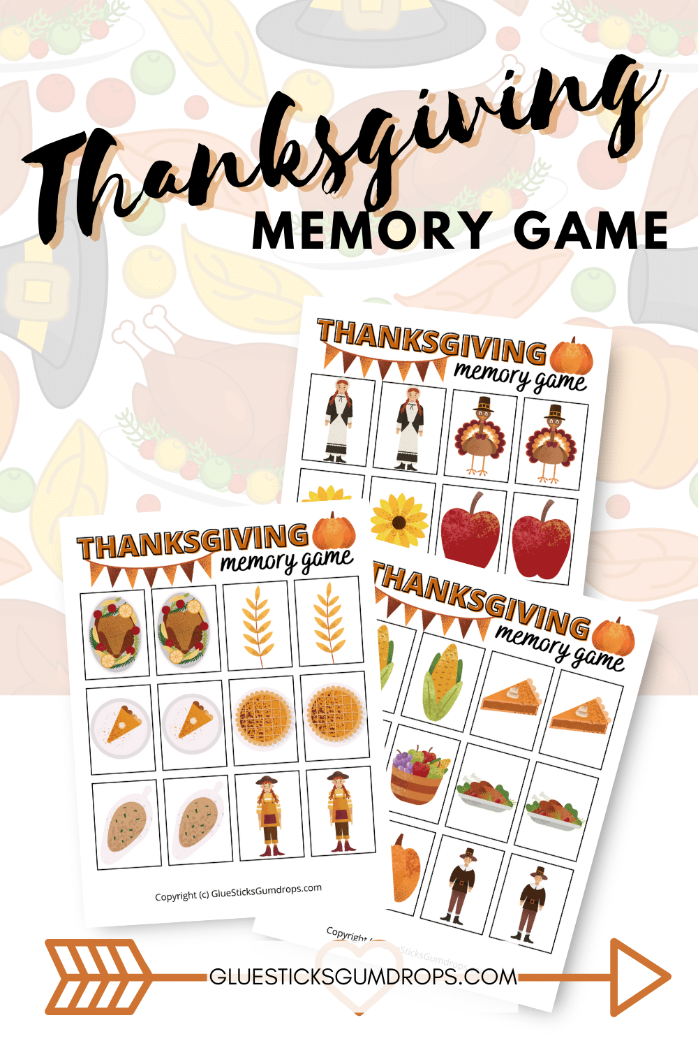 Thanksgiving Matching Game Free Printable - Glue Sticks and Gumdrops
