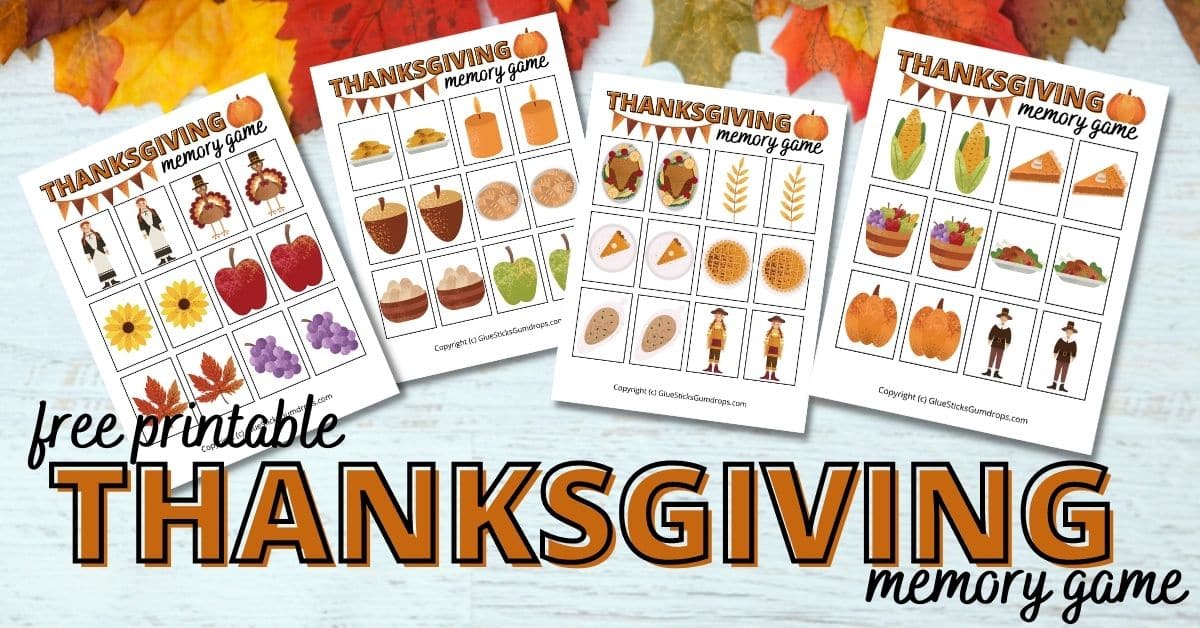 Thanksgiving Matching Game Free Printable - Glue Sticks and Gumdrops