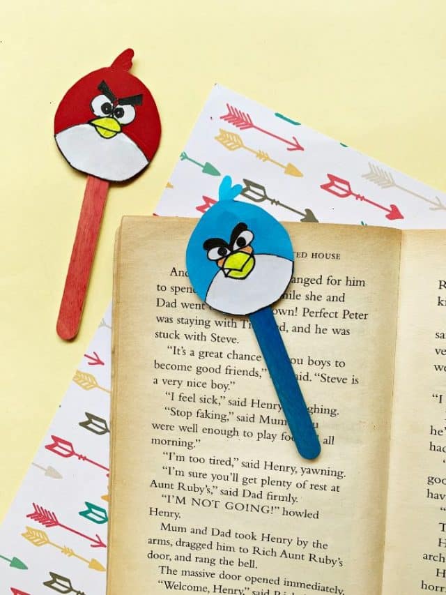Cute DIY Angry Birds Bookmarks with Free Printable Template