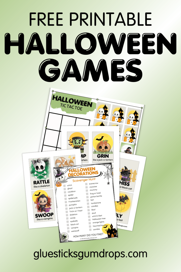Free Printable Halloween Games for Kids - Glue Sticks and Gumdrops