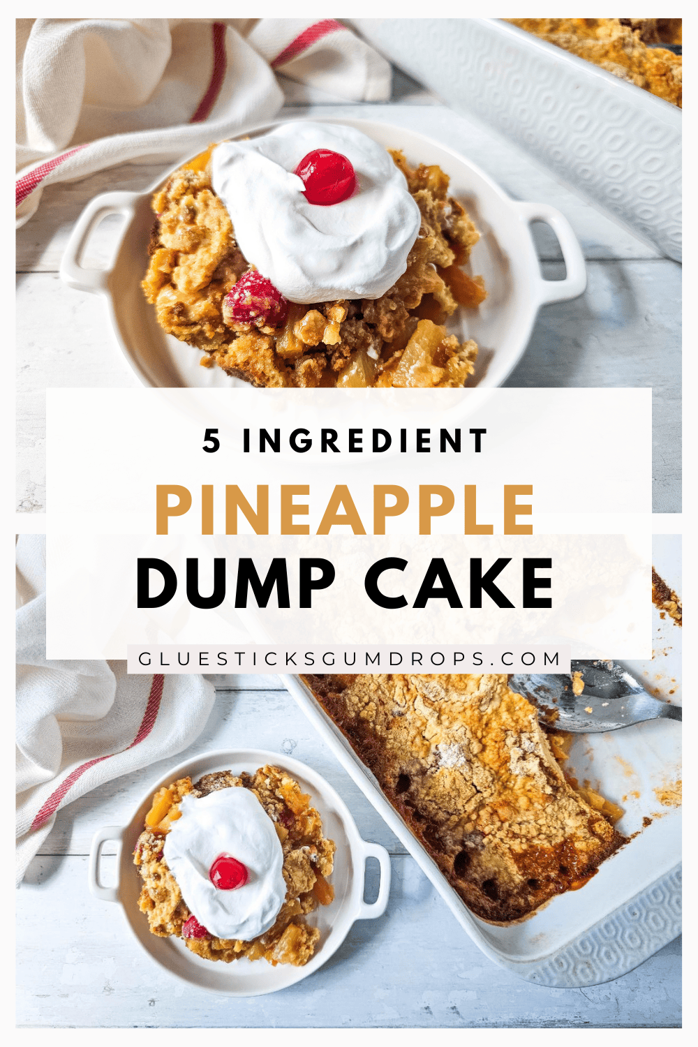 Pineapple Upside Down Dump Cake Recipe (5 Ingredients)