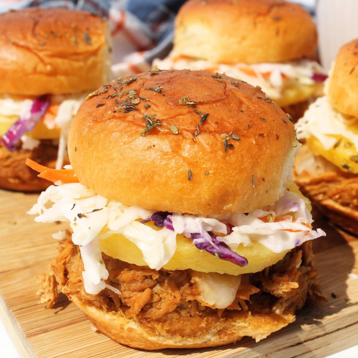 Teriyaki Chicken Sliders with Pineapple and Coleslaw