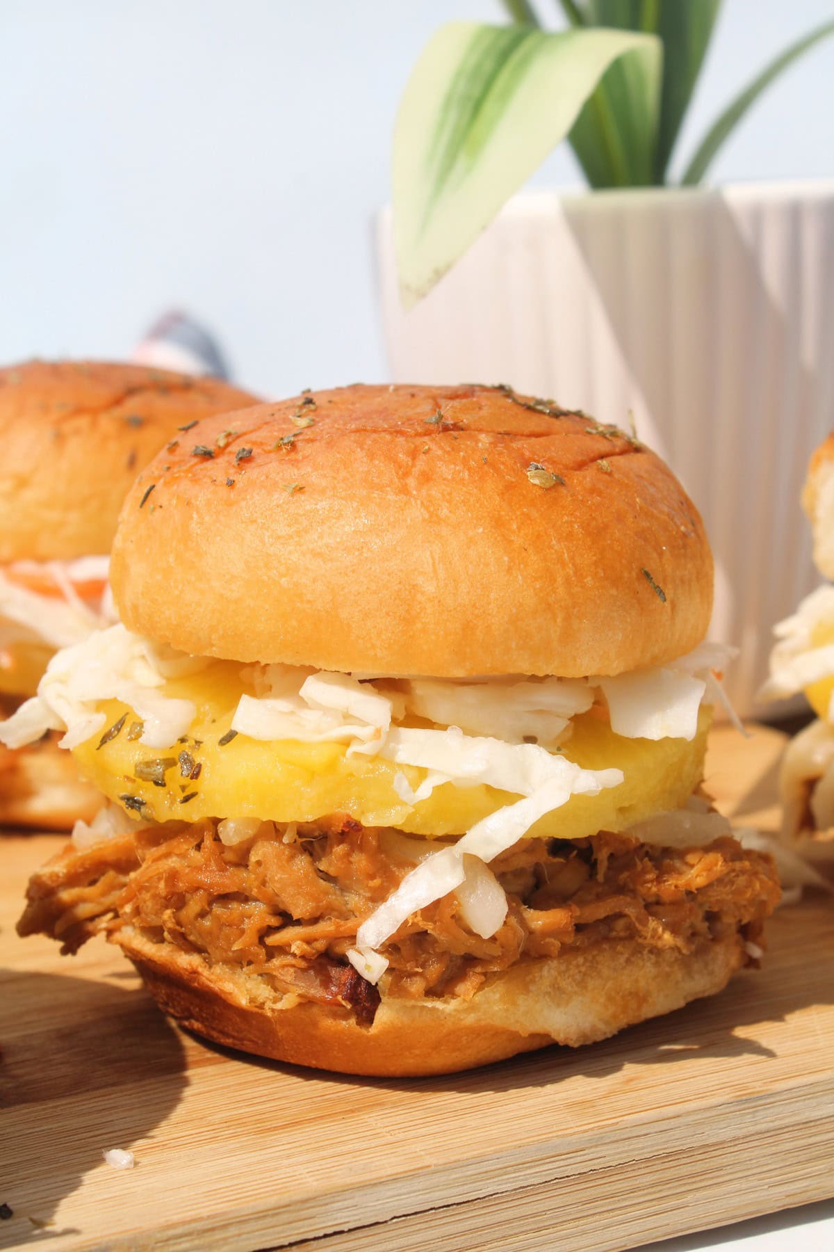 Teriyaki Chicken Sliders with Pineapple and Coleslaw