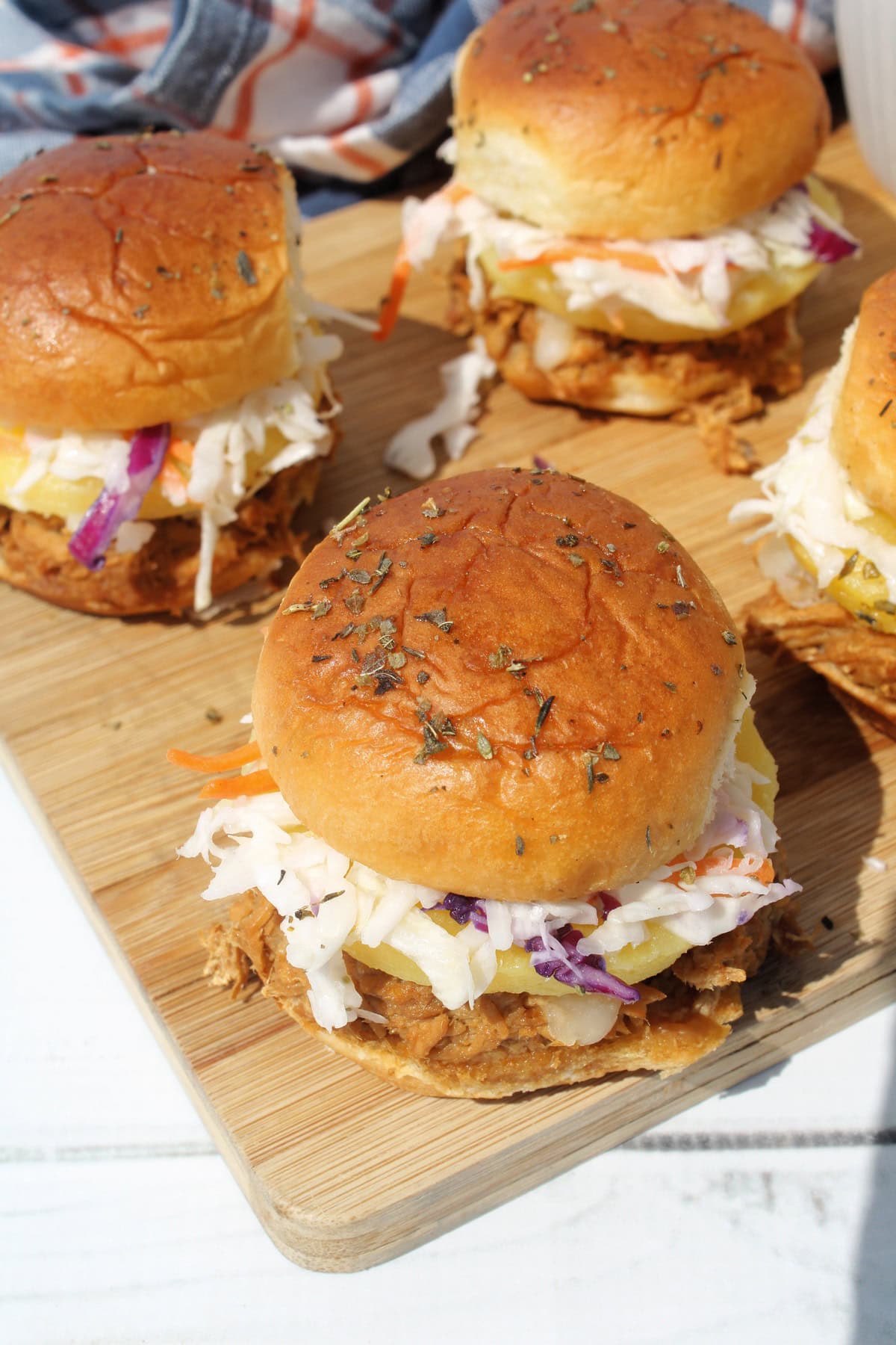 Teriyaki Chicken Sliders with Pineapple and Coleslaw